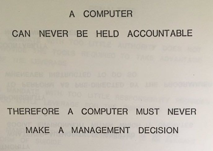 A computer can never be held accountable